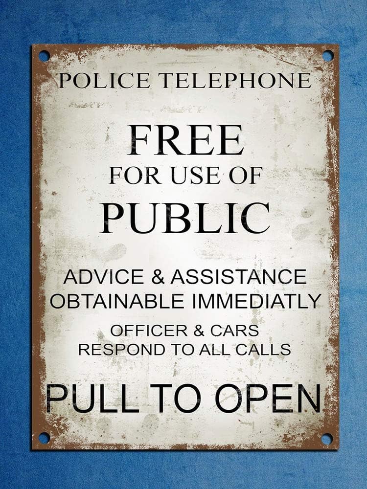 TRACY'S SIGNS small POLICE TELEPHONE CALL BOX METAL SIGN RETRO VINTAGE ...