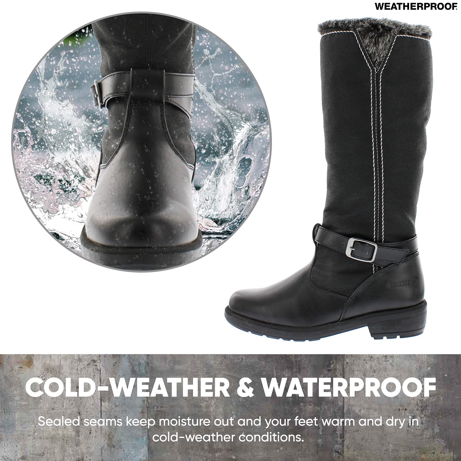Snapklik.com : Weatherproof Womens Cold Weather Boots Side Zipper Debby ...