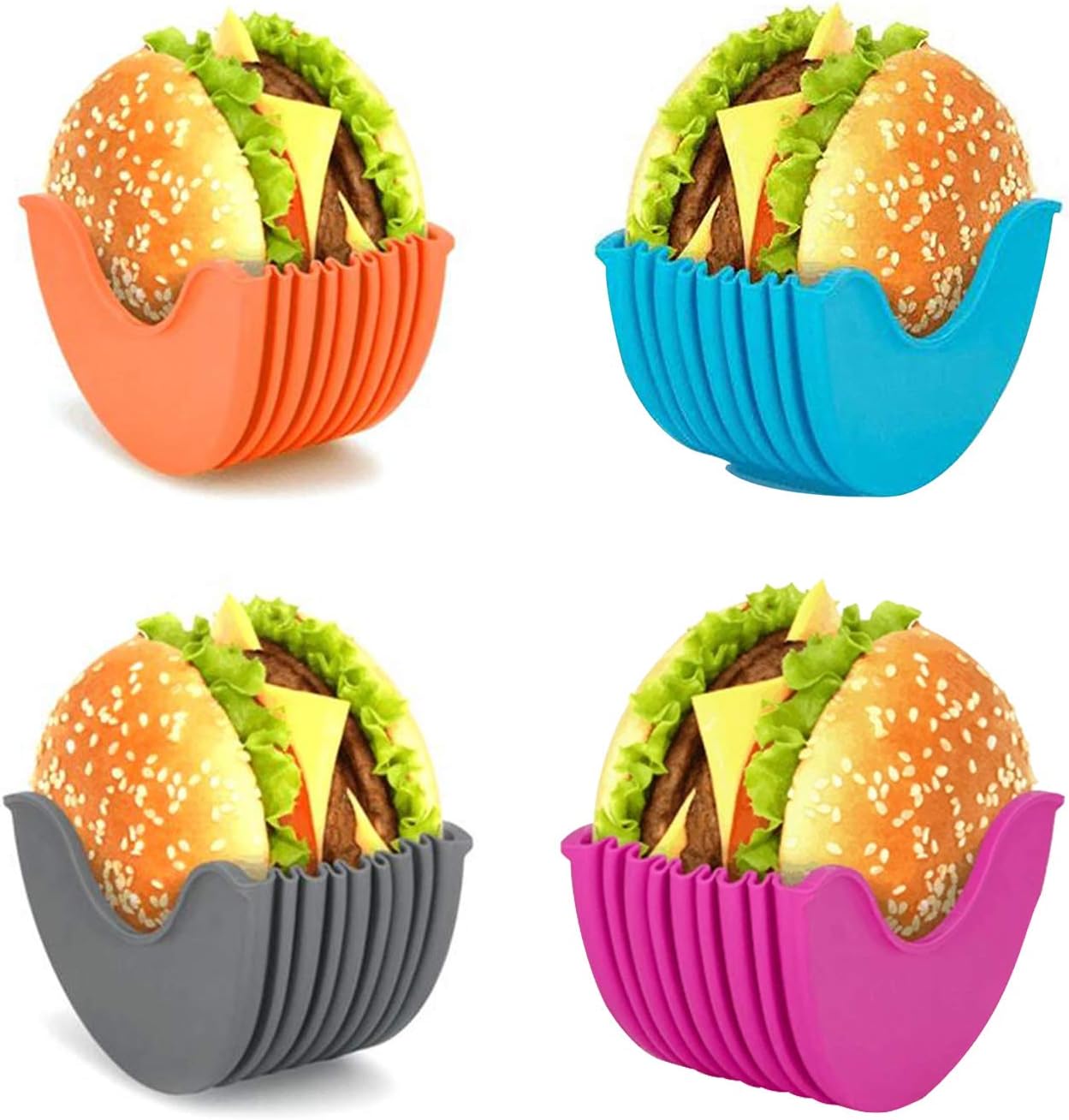 VidFair Einziehbarer Burger-Halter 4 Stück Burger Holder Silikon ...