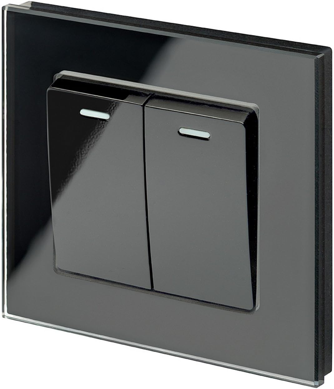RetroTouch 2 Gang 1 or 2 Way 10A Rocker Light Switch Black Glass PG ...