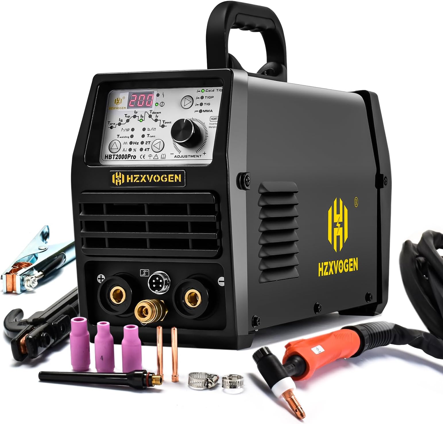 HZXVOGEN Soldador TIG de 200 amperios con pulsos 4 en 1 máquina de soldadura multiproceso de 110 ...