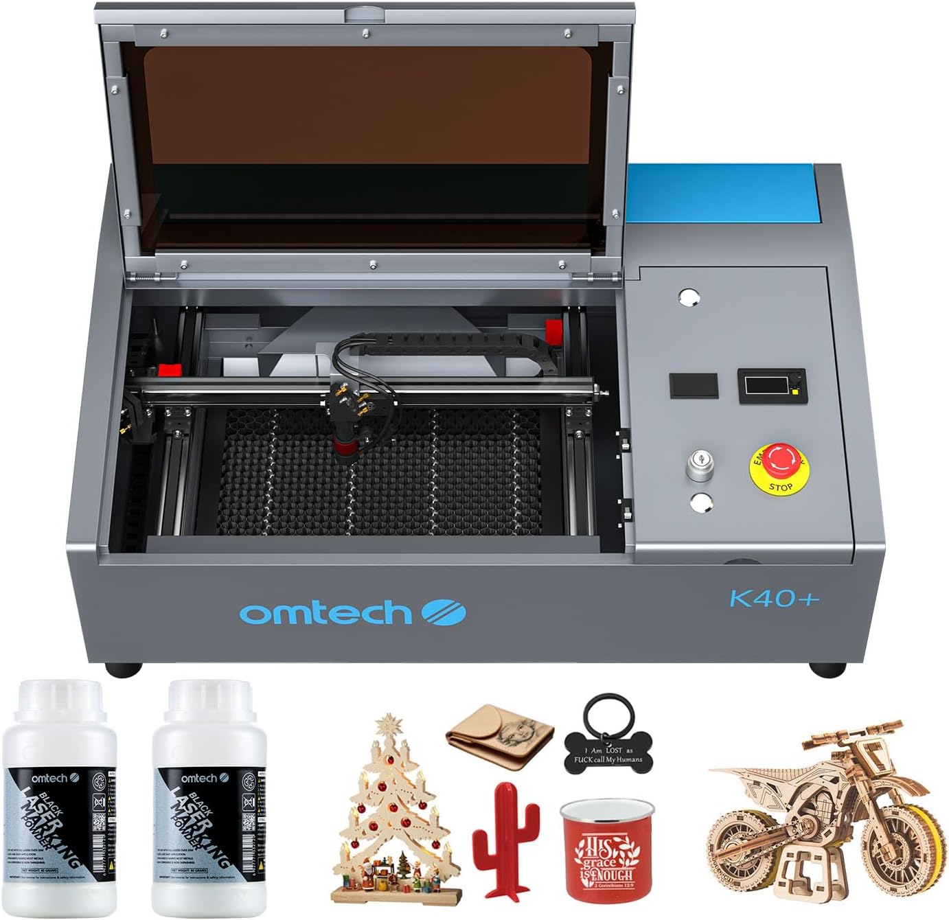 OMTech CO2 Laser Graviermaschine K40+ 30x20cm CO2 Lasergravierer 40W 8 ...