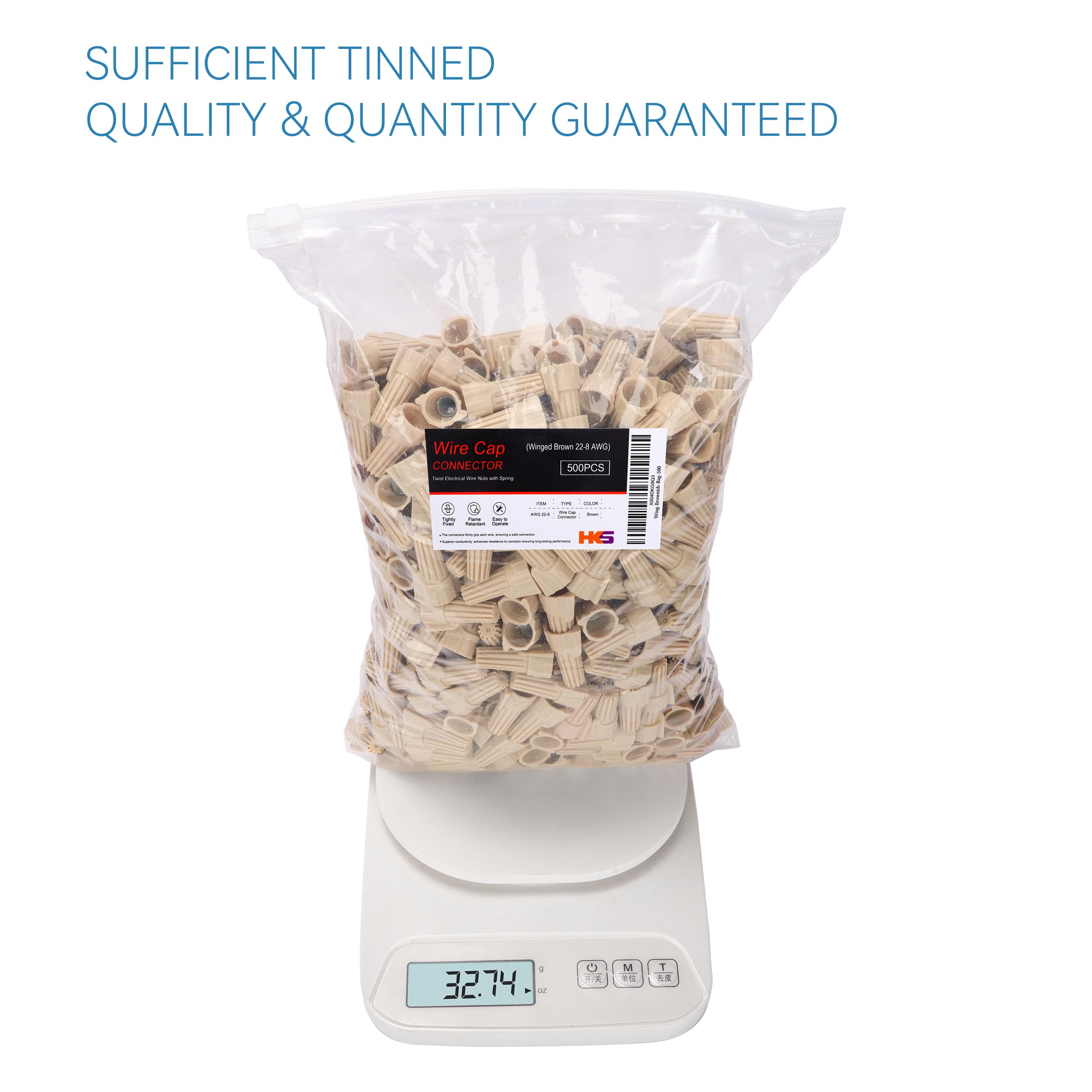 Snapklik.com : HKS 500 PCS Brown(Tan) Wire Nuts - AWG 22-8 Winged ...