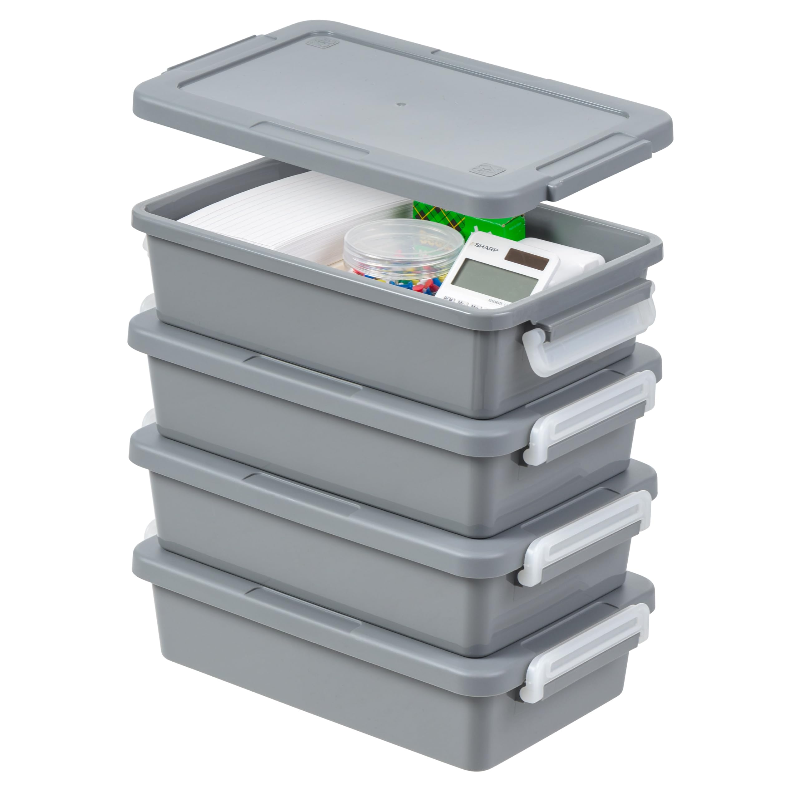 Amazon.com: IRIS USA 2.7 Qt. Small Plastic Storage Bins with Lids, 4 ...