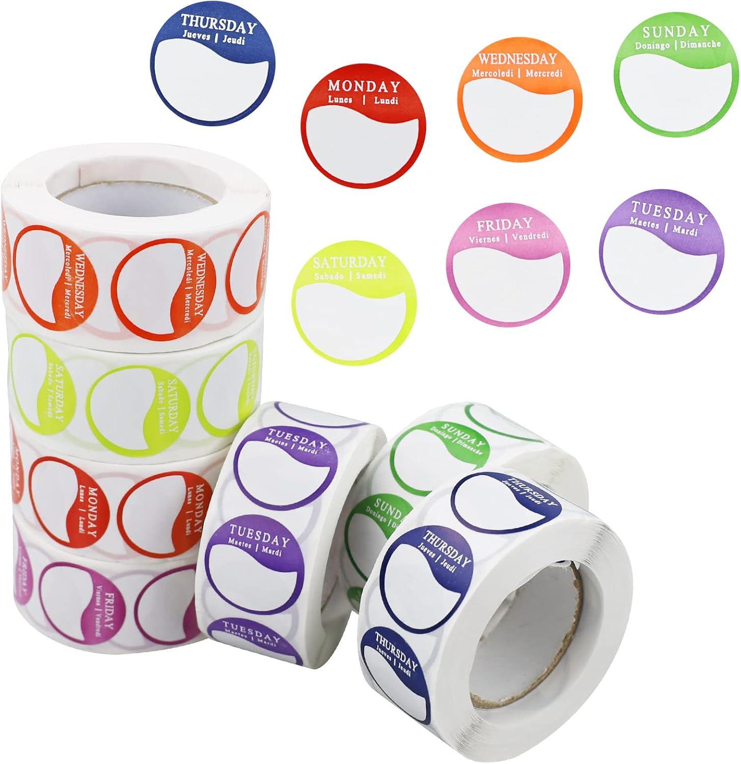 Days of The Week Labels, 3500 Food Labels Stickers Circular Full Week ...