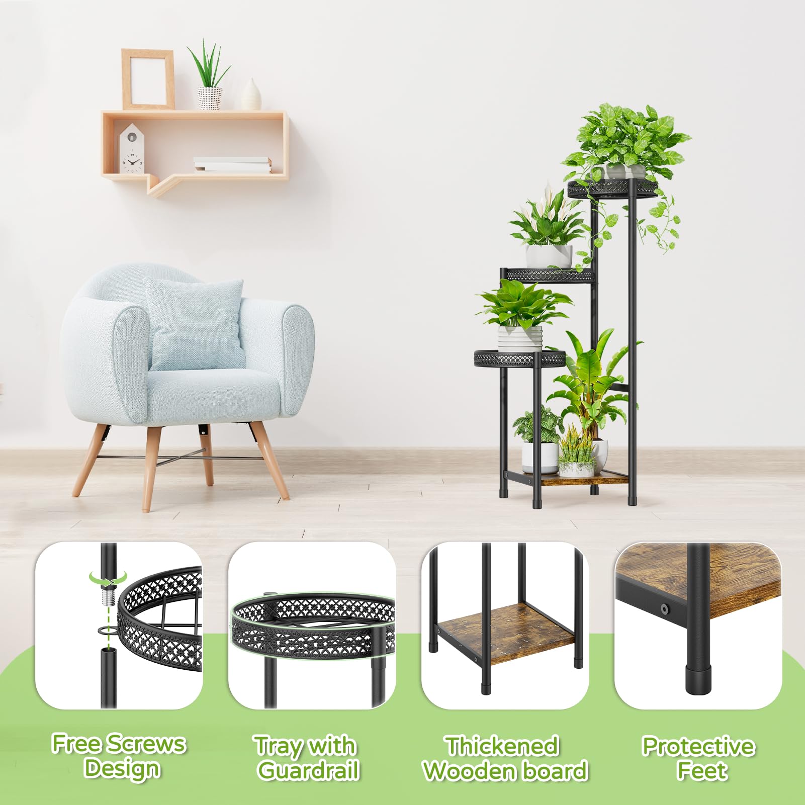 4 Tier Plant Stands Indoor Clearance, Oppro Tall Metal Tiered Plant ...