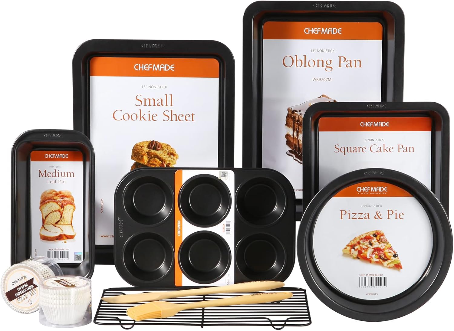 Amazon.com: CHEFMADE Bakeware Set, 11-Piece Nonstick Kitchen Baking Set ...