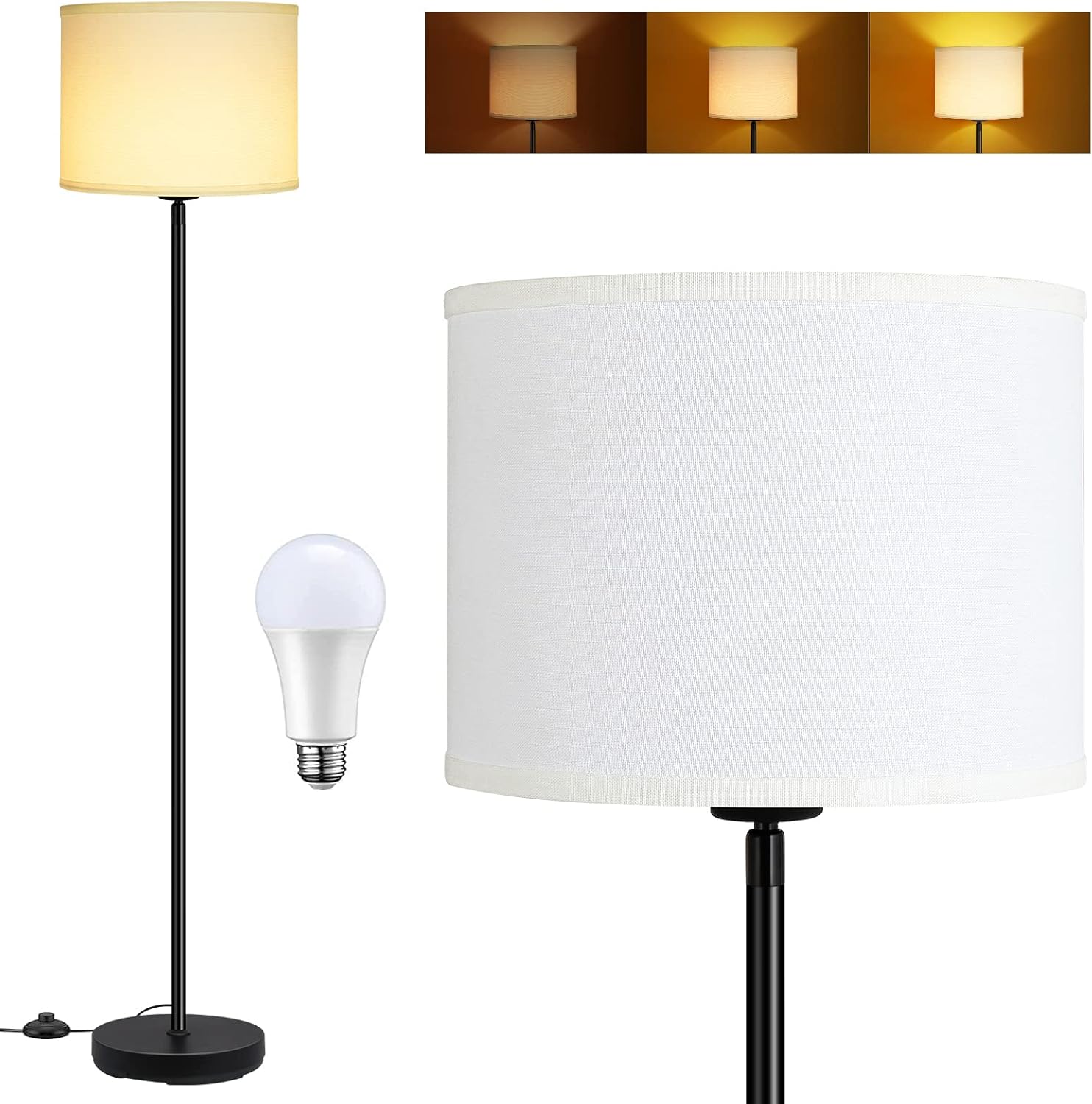 BoostArea Floor Lamp Standing Lamp, Tall Floor Lamp with 3 Dimmable ...