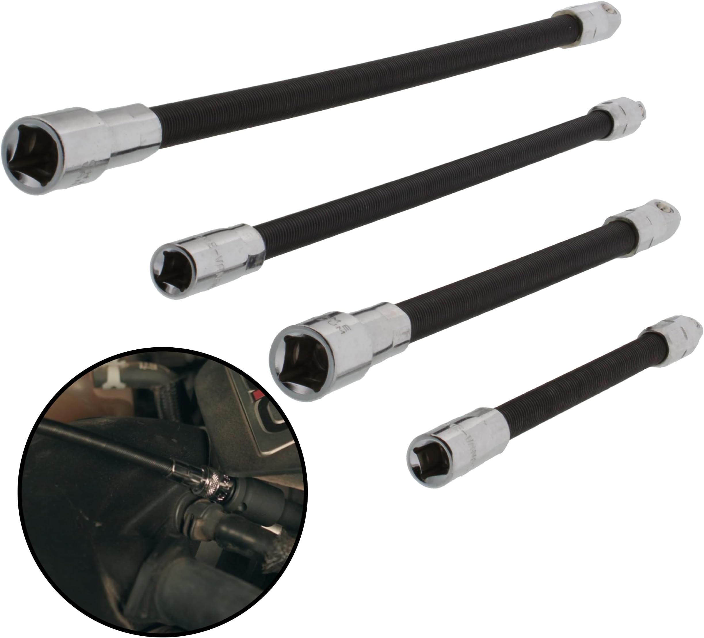 1/4" Drive Flexible Flexi Socket Extension Bar Adapter For 1/4" Sockets ...