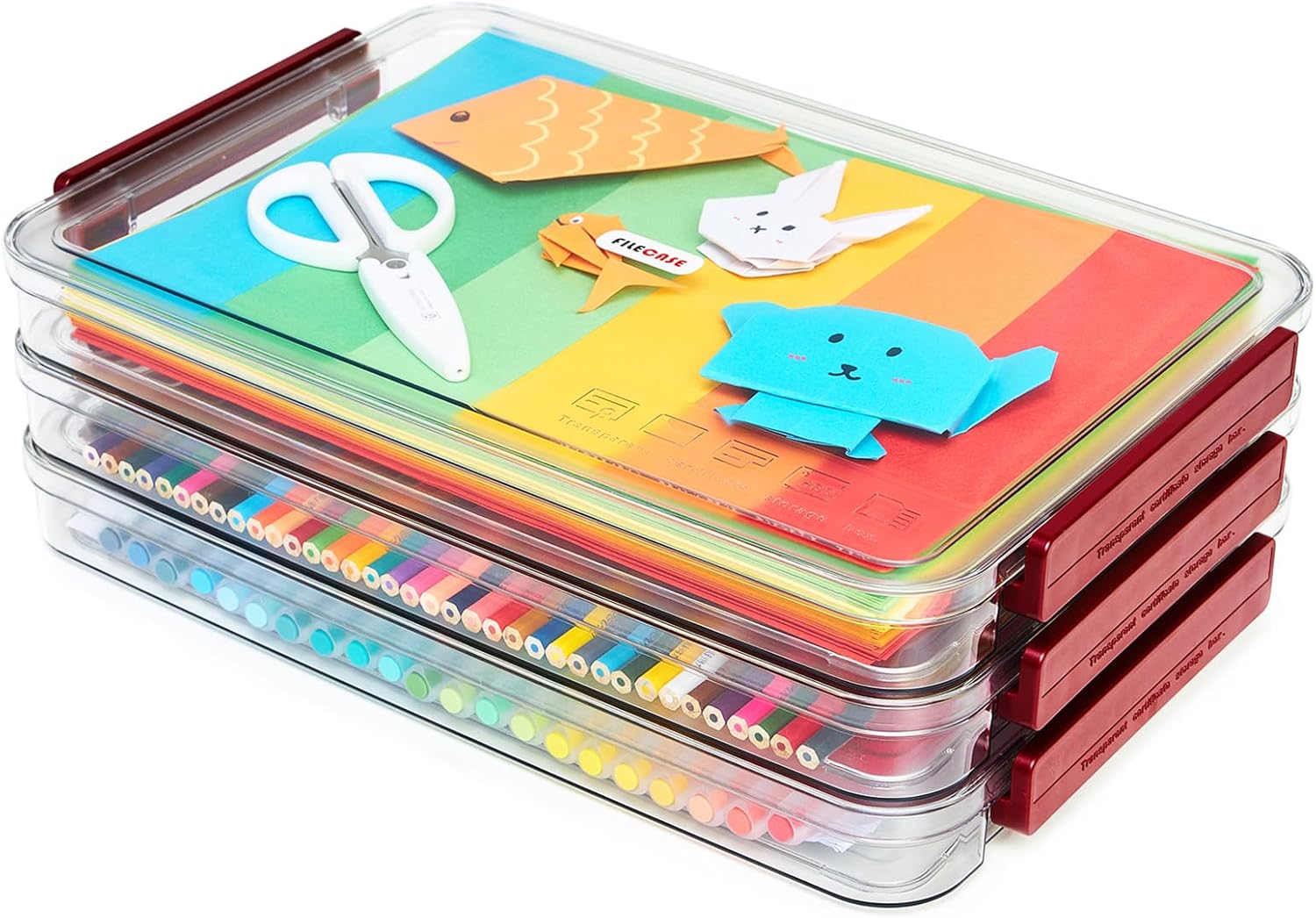 Amazon.com: CATOOMUU A4 Storage File Box 9 X 13 Clear Stackable Slim ...