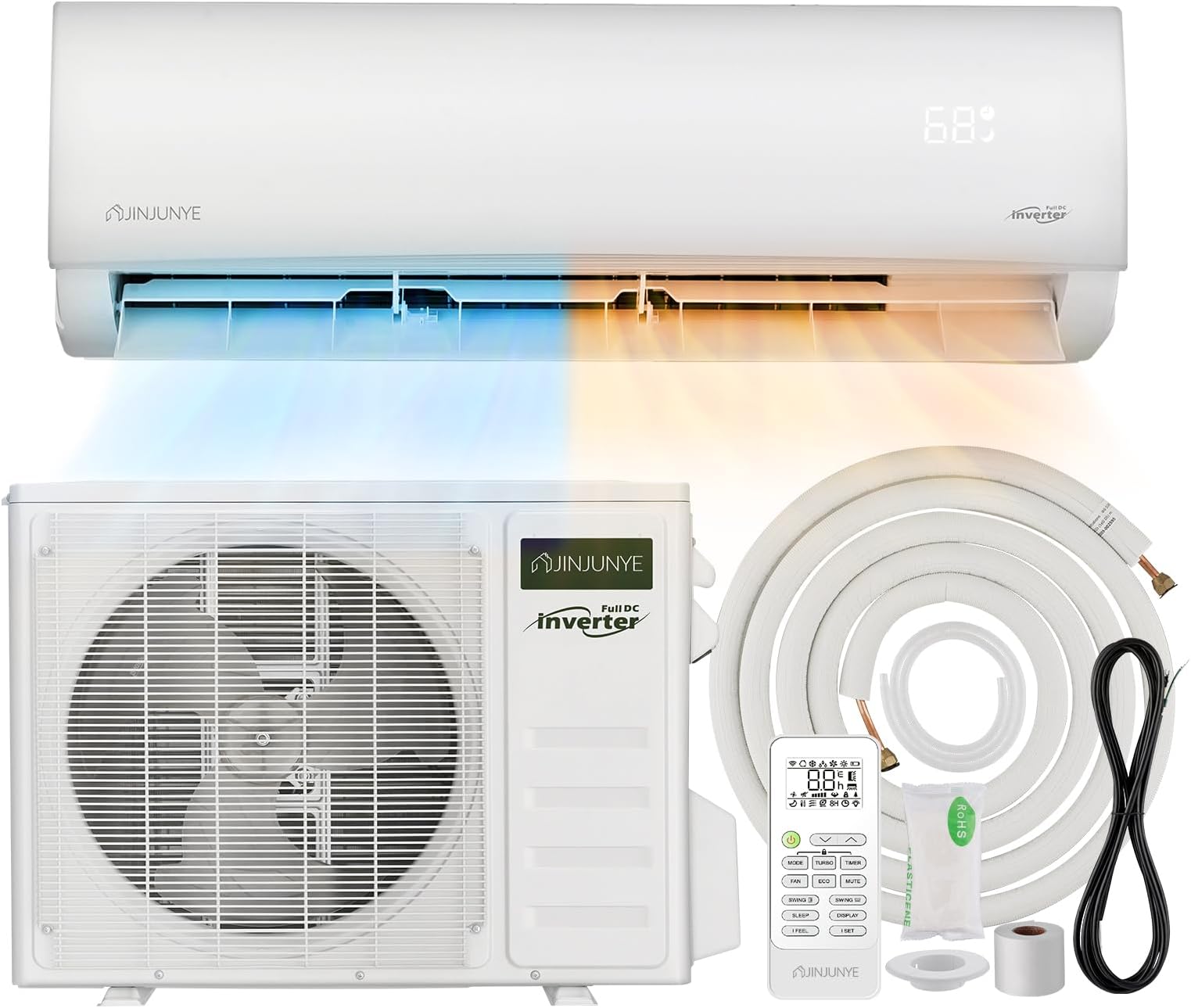 Amazon.com: TURBRO 9,000 BTU Ductless Mini Split Inverter AC with Heat ...