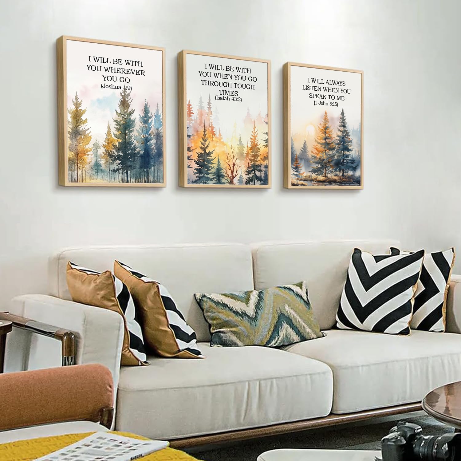 Amazon.com: Forest Bible Verse Wall Art Framed 16x22 inch Set of 3 ...