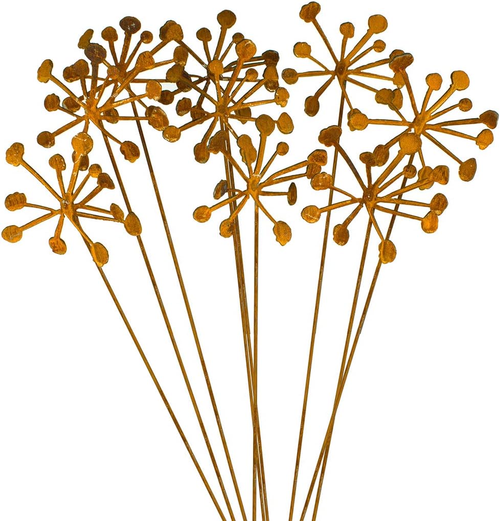 Amazon.com: Rusty Metal Flowers, Garden Art, 9-Piece Set, Flower ...