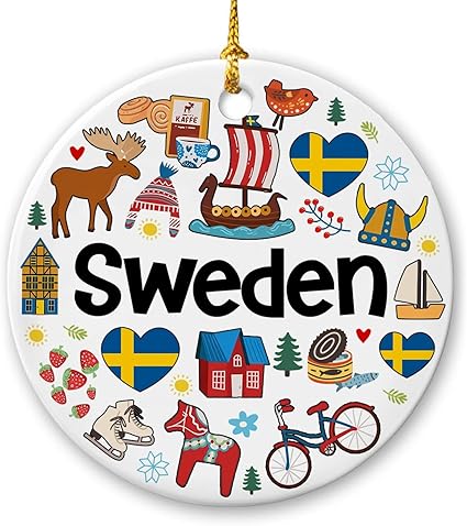 Amazon.com: Lotacy Sweden Symbols Colorful Christmas Ornament, Sweden ...