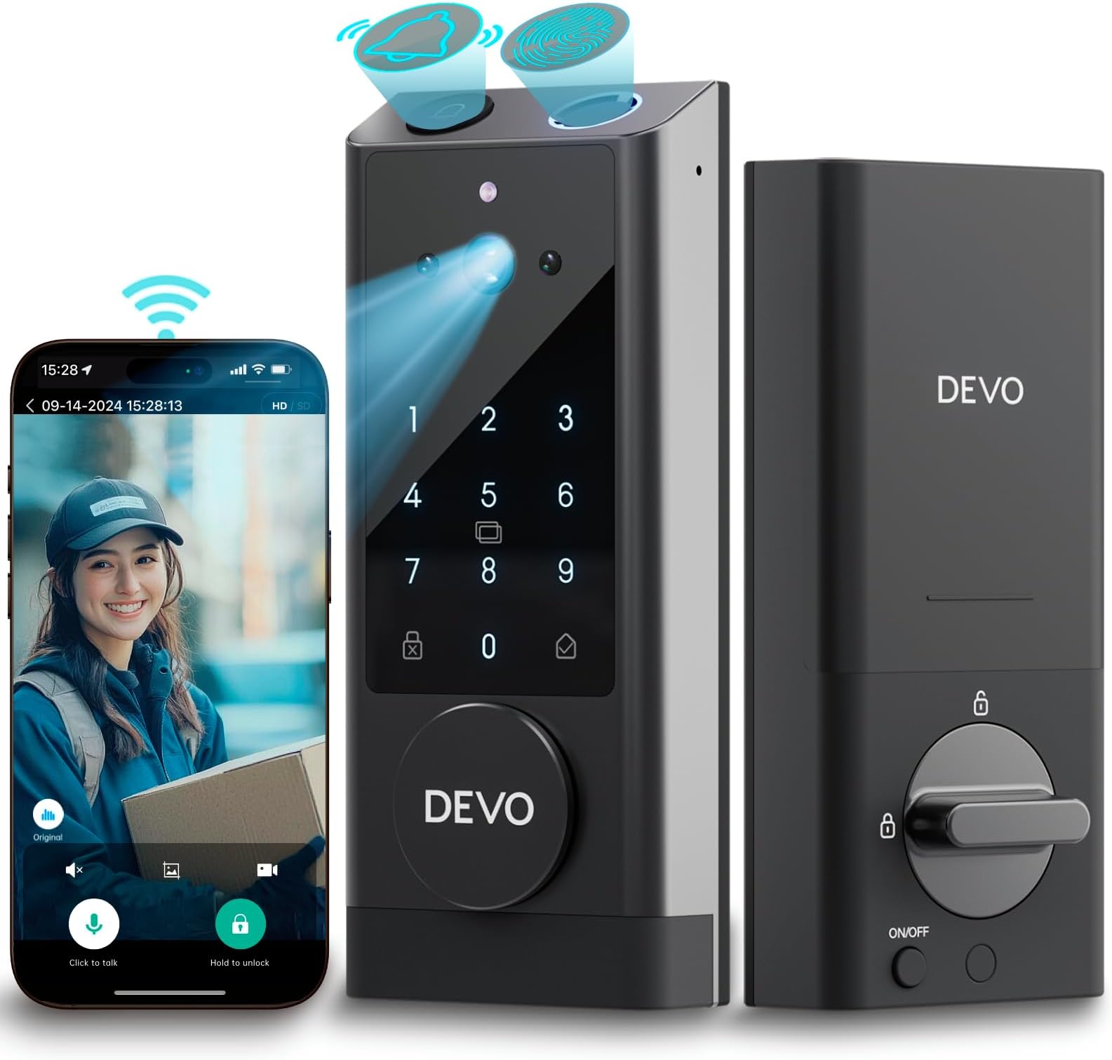 DEVO G1 Video Smart Lock with Camera & Doorbell, 6-in-1 Keyless Entry ...
