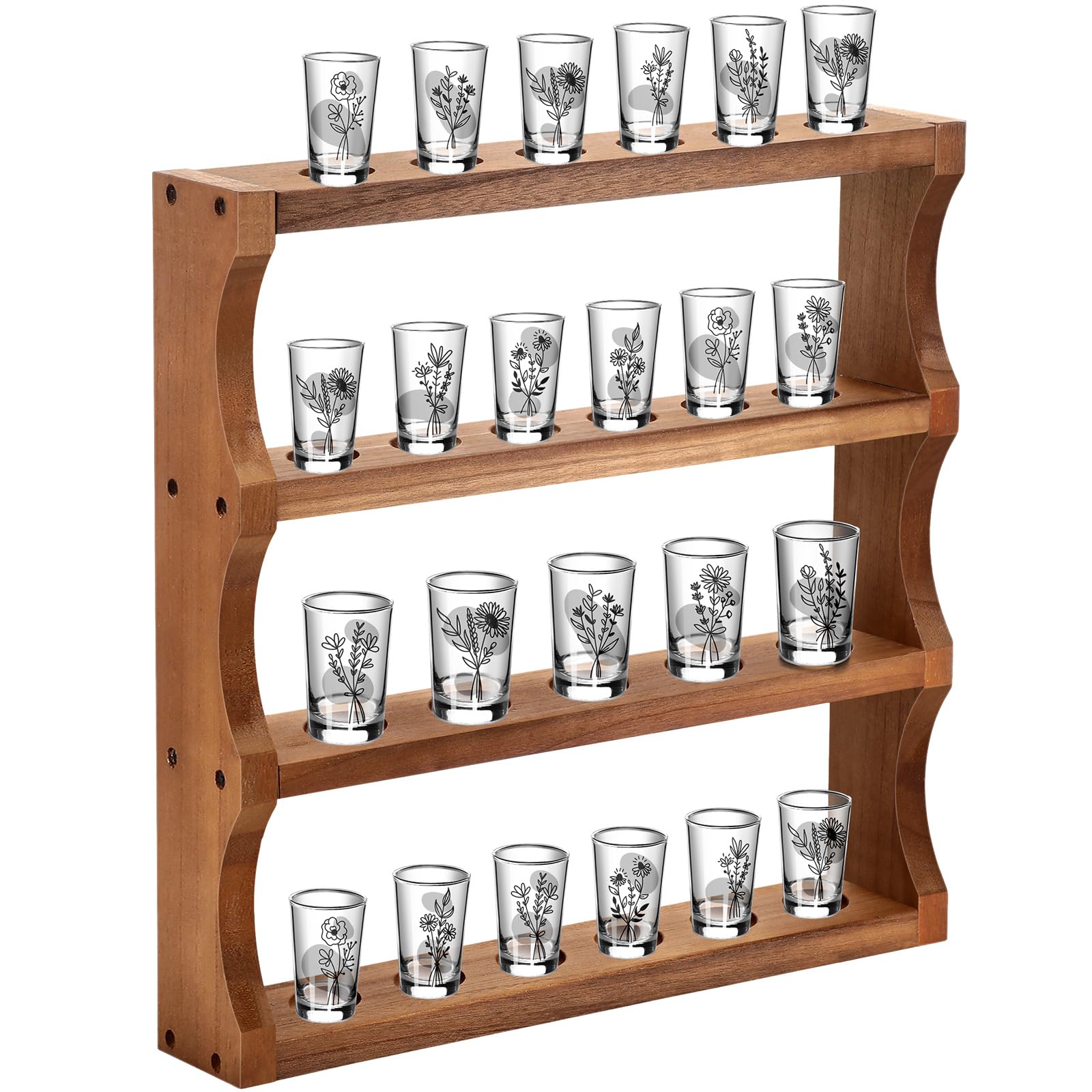 Amazon.com: DoubleFill Wood Shot Glass Display Case Shot Glasses Holder ...