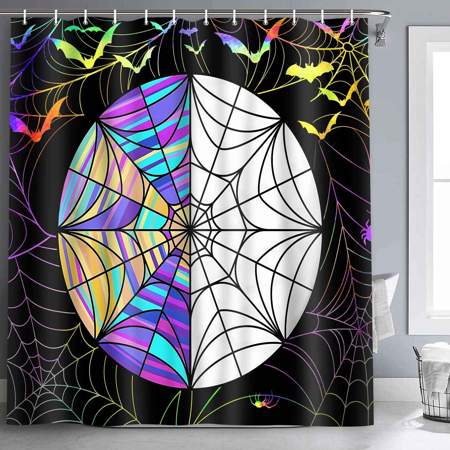 Amazon.com: NTETSN Spider Web Shower Curtains Halloween Gothic Art ...