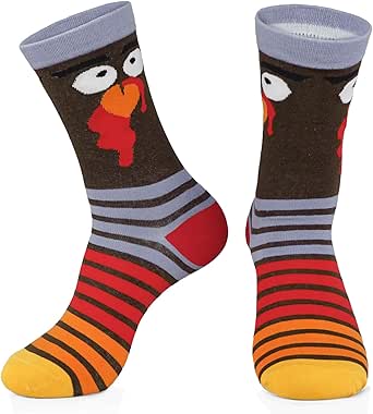 Amazon.com: Jztfrie Thanksgiving Socks Funny Turkey Socks with Stripes ...