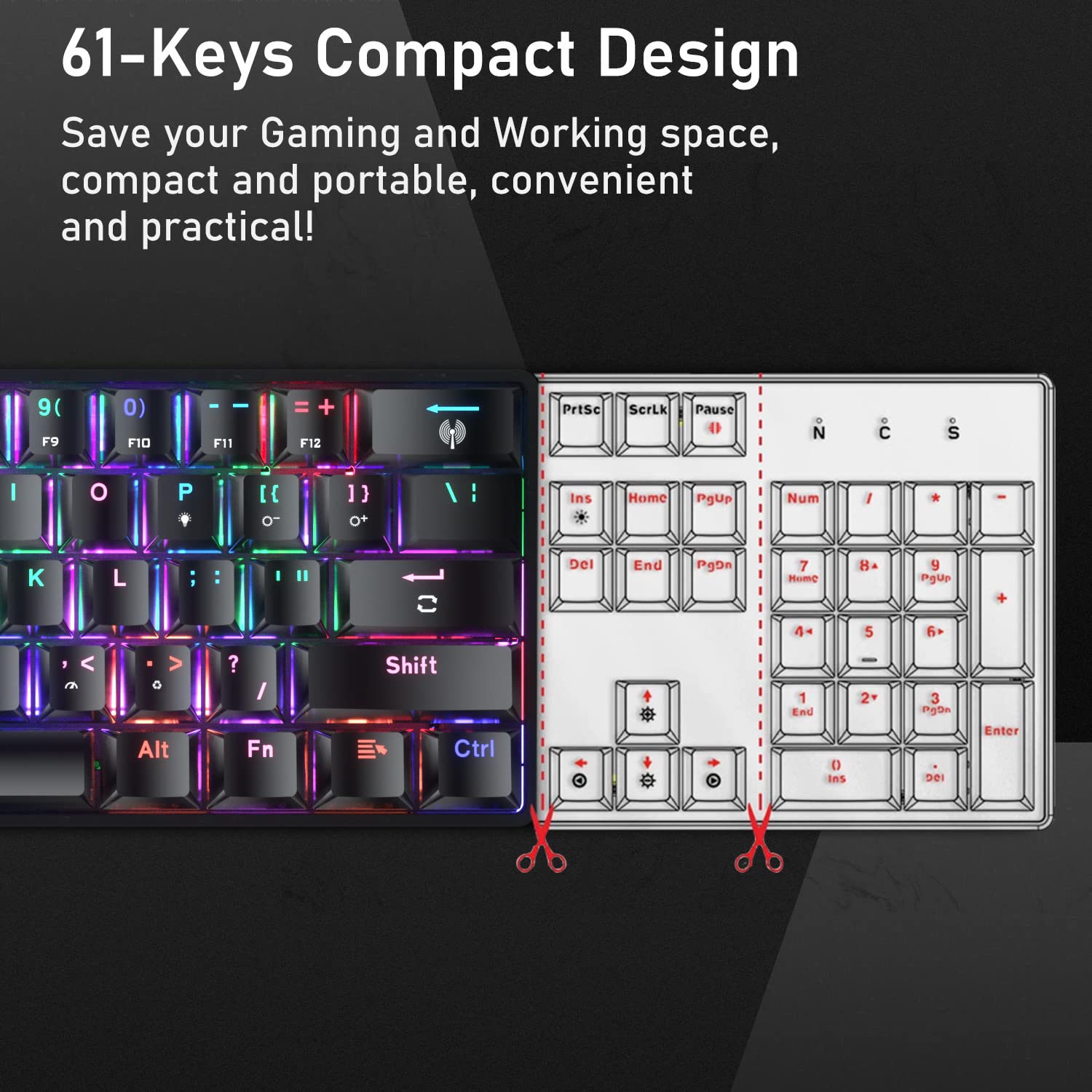SOLAKAKA 60% Bluetooth Mechanical Keyboard, with RGB Rainbow Backlit ...