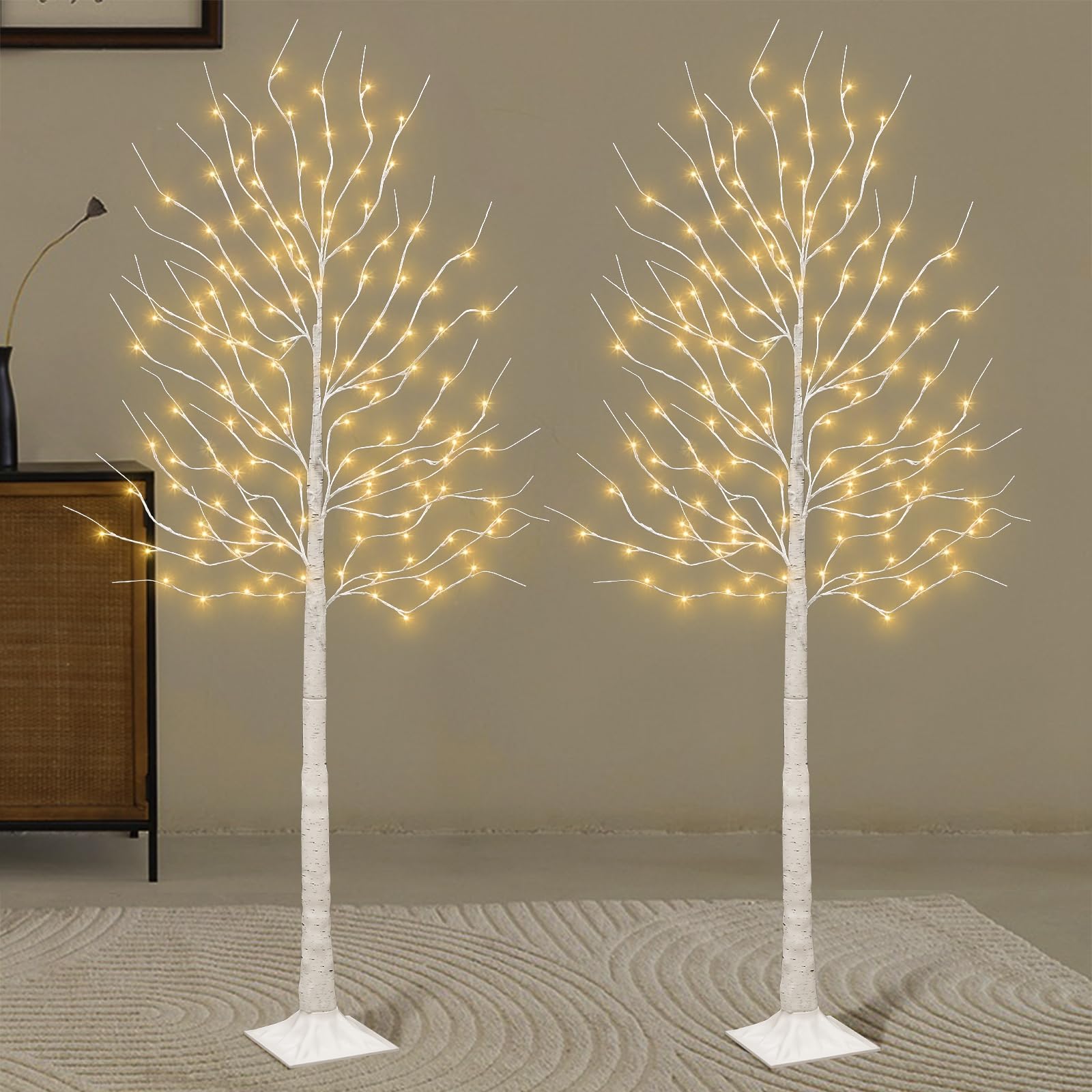 Amazon.com: 6Ft Lighted Birch Tree, Remon Birch Tree with 160 LED ...