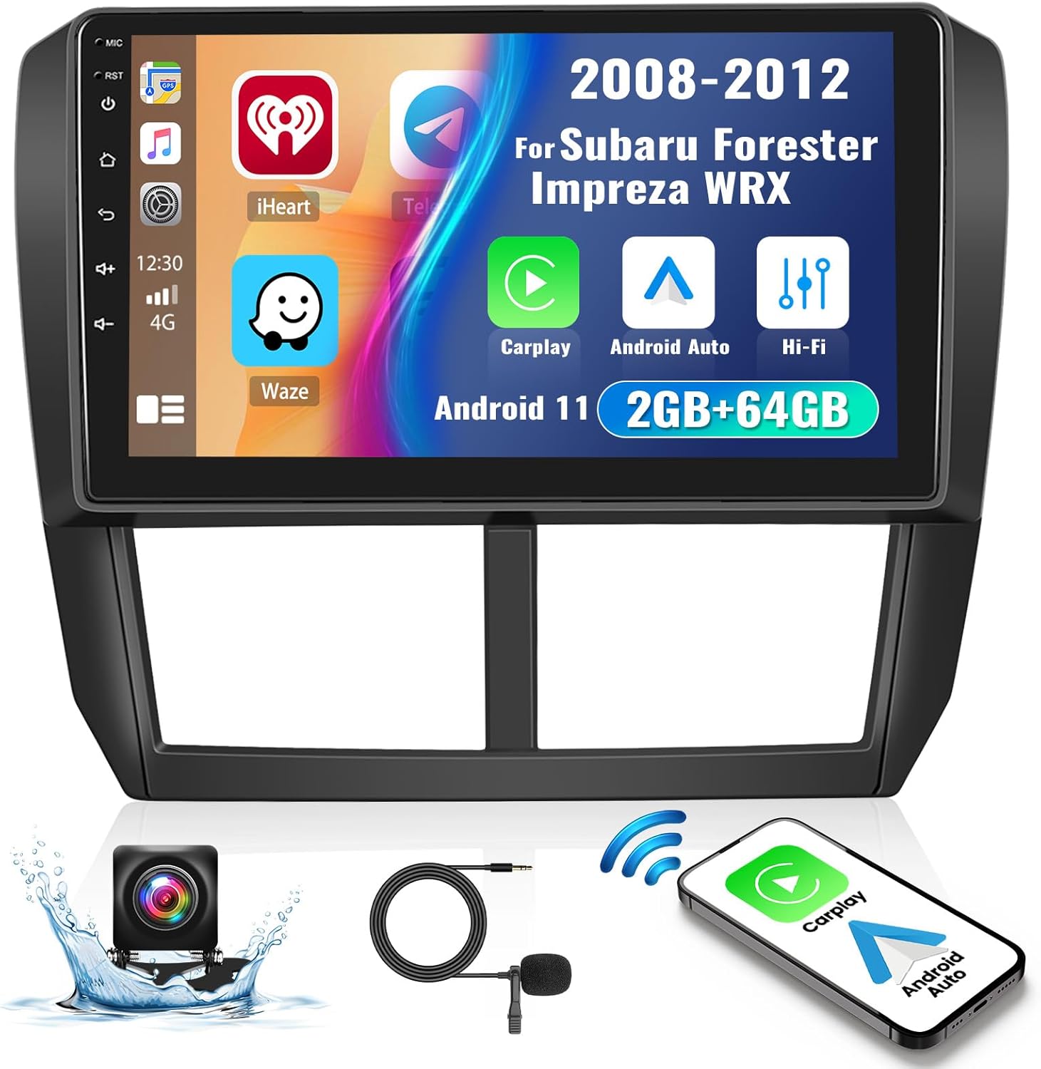 Amazon.com: [2+64G] Android Car Stereo Radio for Subaru Forester Impreza WRX 2008-2012, 9" Touch ...