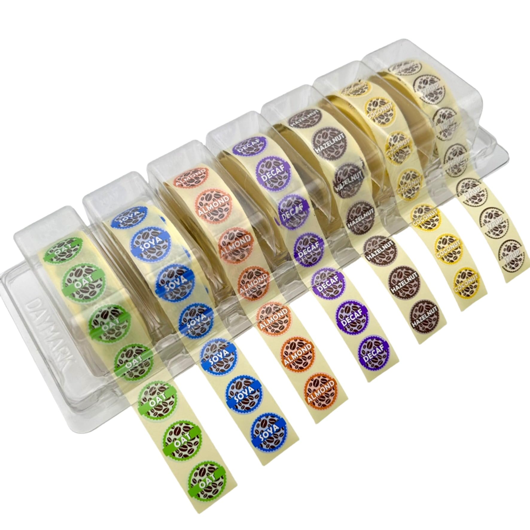 Coffee Shop Complete set of Labels in DISPENSER. Almond, Coconut, Decaf ...