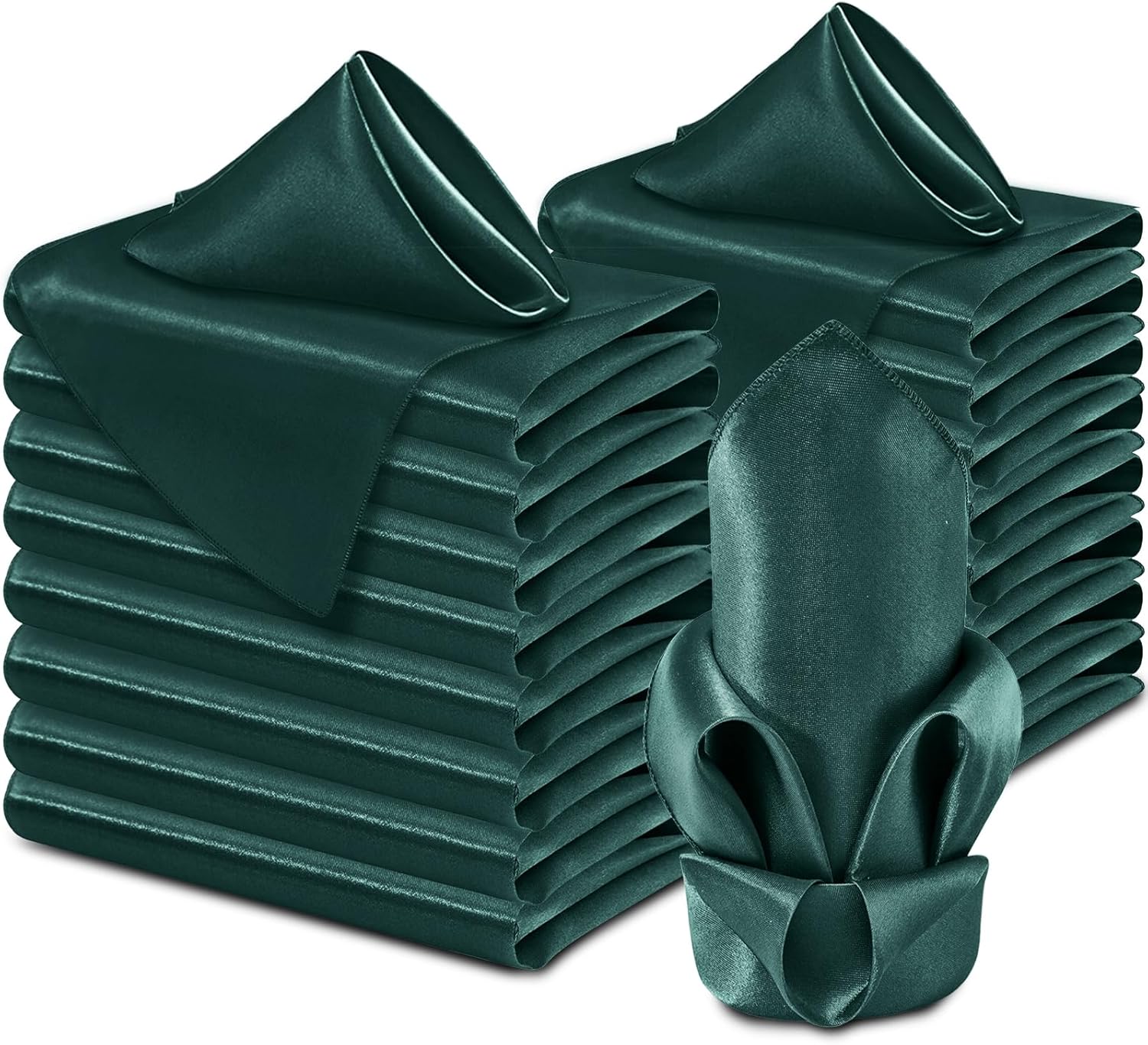 Amazon.com: Aormenzy 60 Pack Dark Green Satin Napkins 17 x 17 Silky ...