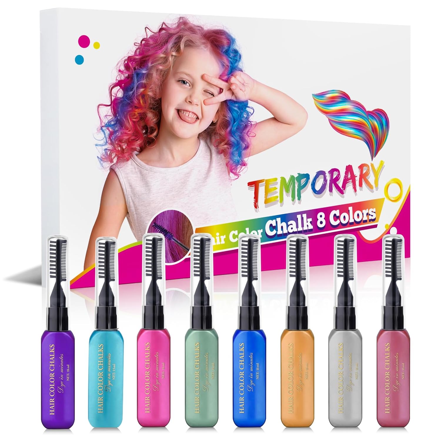 Amazon.com: DeMoce Hair Chalk 8pcs Temporary Hair Color for Kids ...