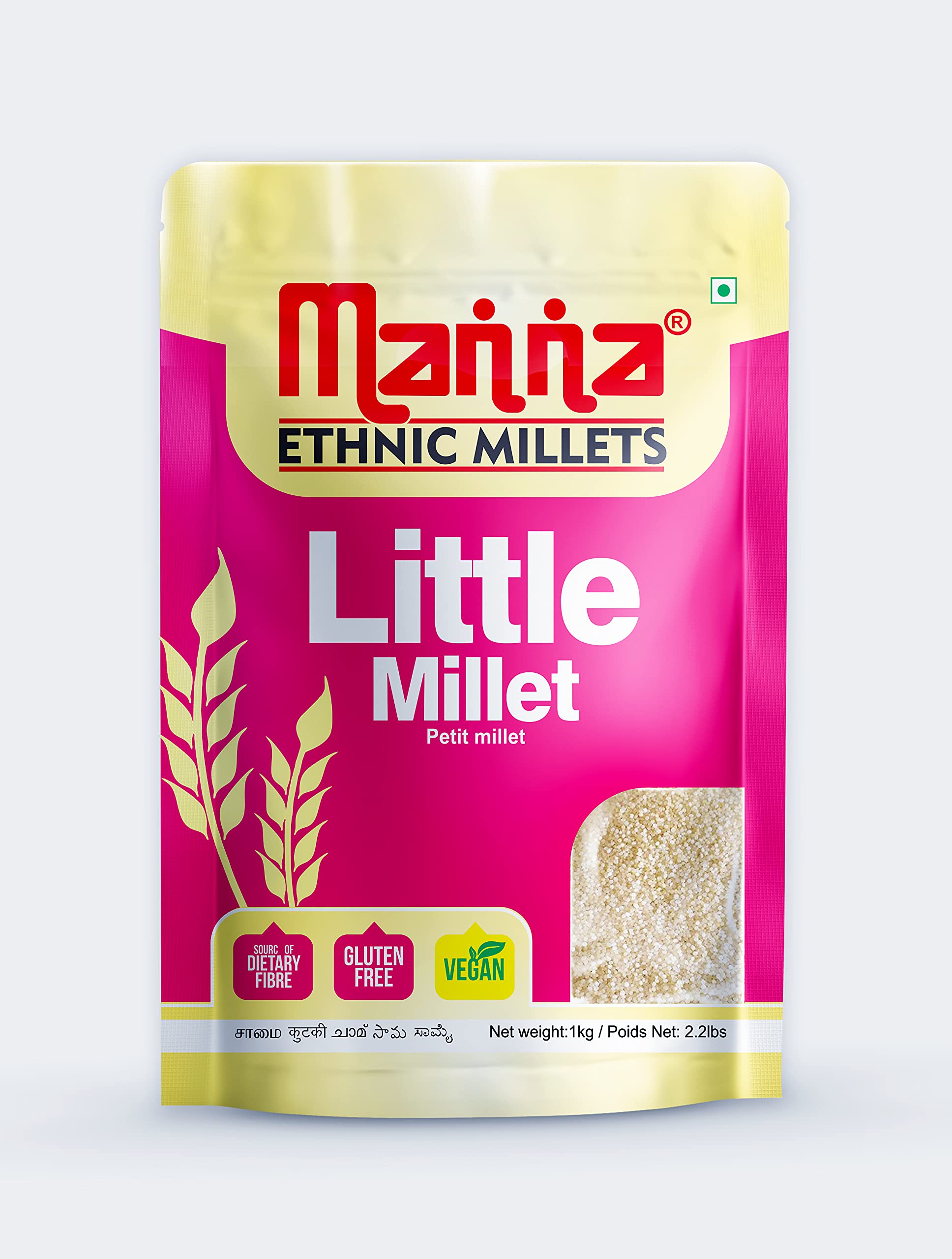 Manna Millets 5kg - Natural Grains Combo Pack of 5 | Foxtail 1kg, Kodo ...