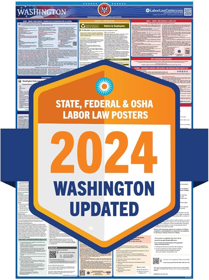 Amazon.com: 2024 Washington Labor Law Poster- State, Federal, OSHA ...