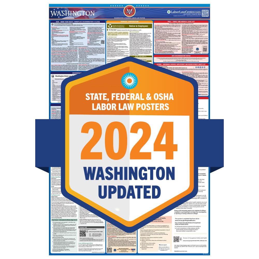 Amazon.com: 2024 Washington Labor Law Poster- State, Federal, OSHA ...