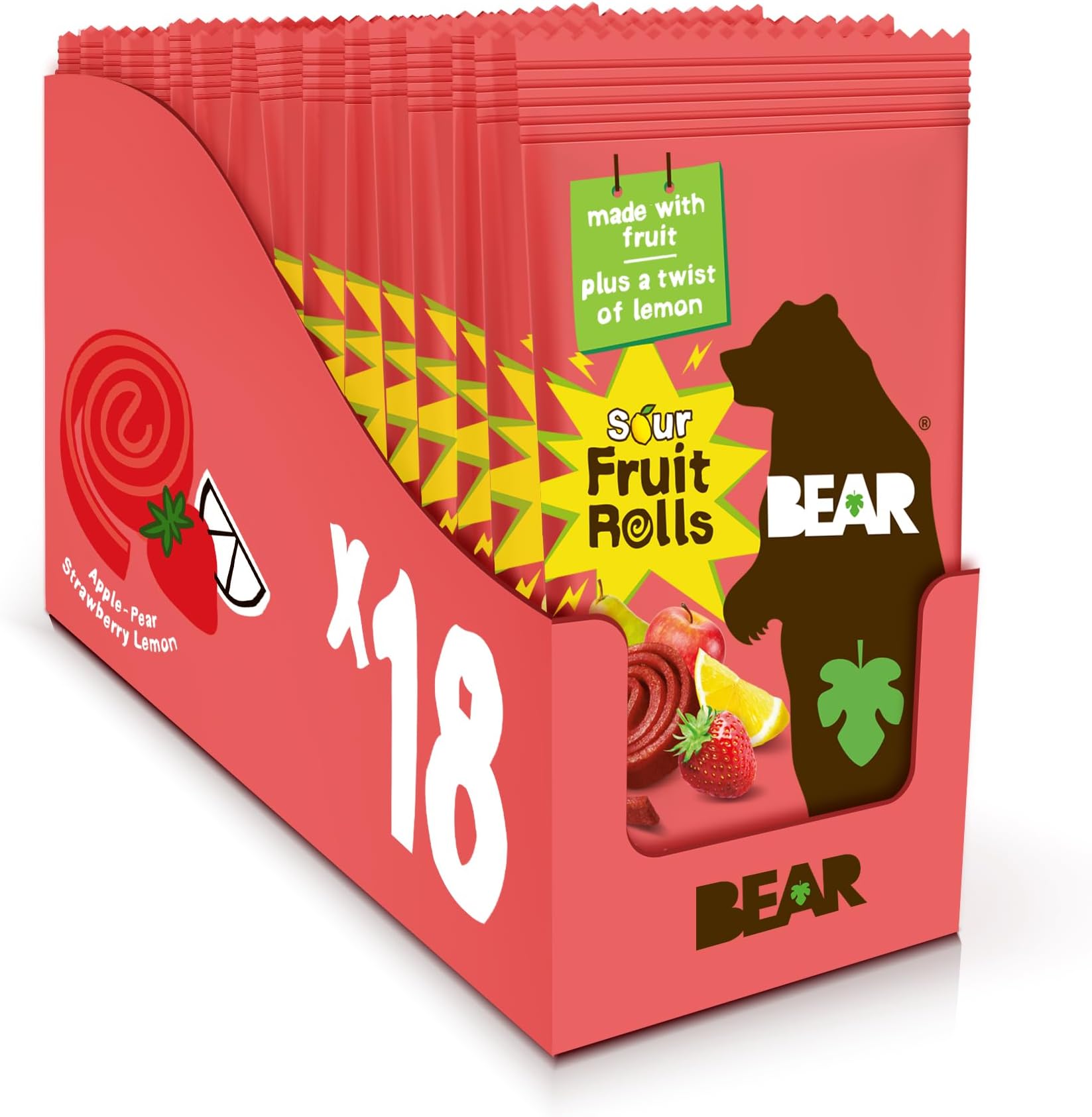 Amazon.com: Bear Real Fruit Snack Rolls, Strawberry & Raspberry Variety ...