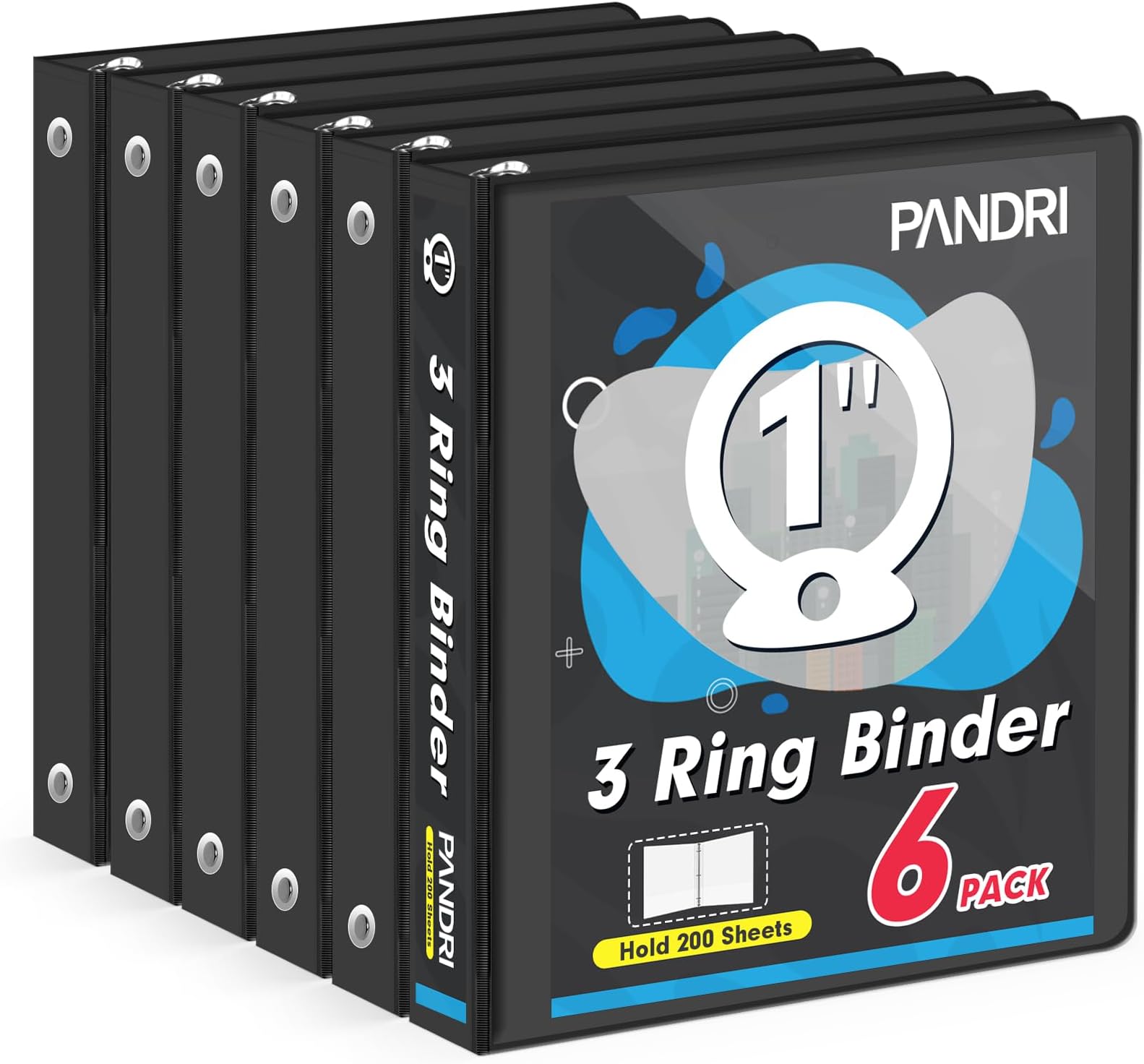Amazon.com : 3 Ring Binder 1 Inch, PANDRI 6 Pack 1-Inch Binder Fits ...