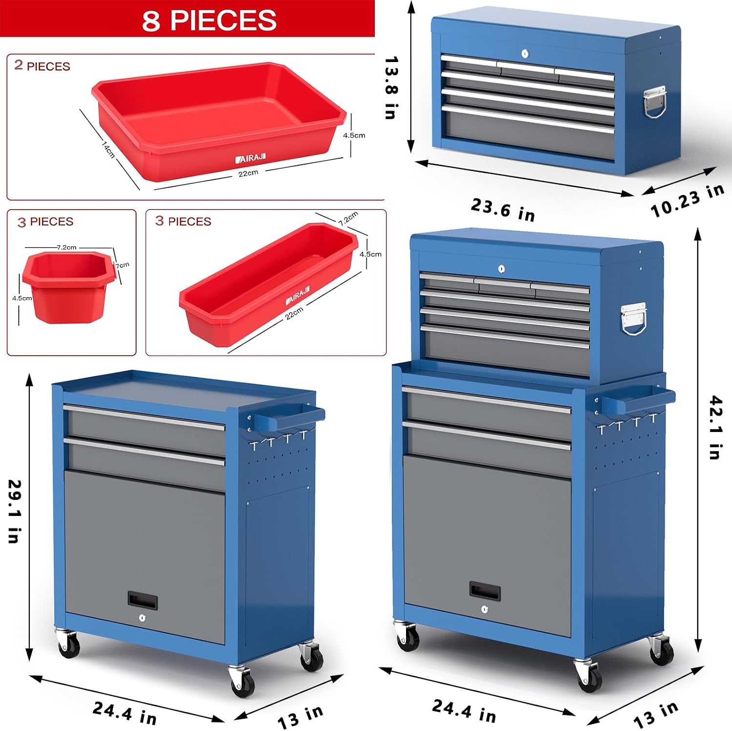 Tool Chest 8-Drawer | 42'' Large Rolling Tool Chest Australia | Ubuy