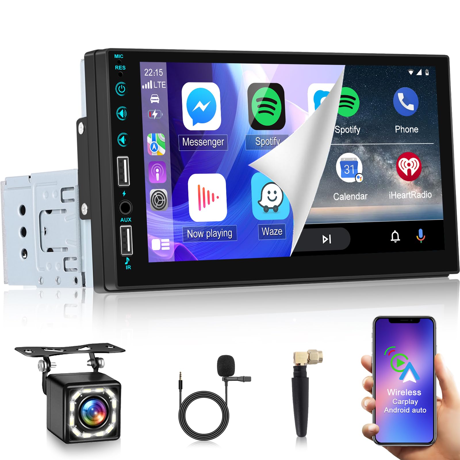 Amazon.com: 7 Inch Single Din Touchscreen Car Stereo - Wireless Carplay ...