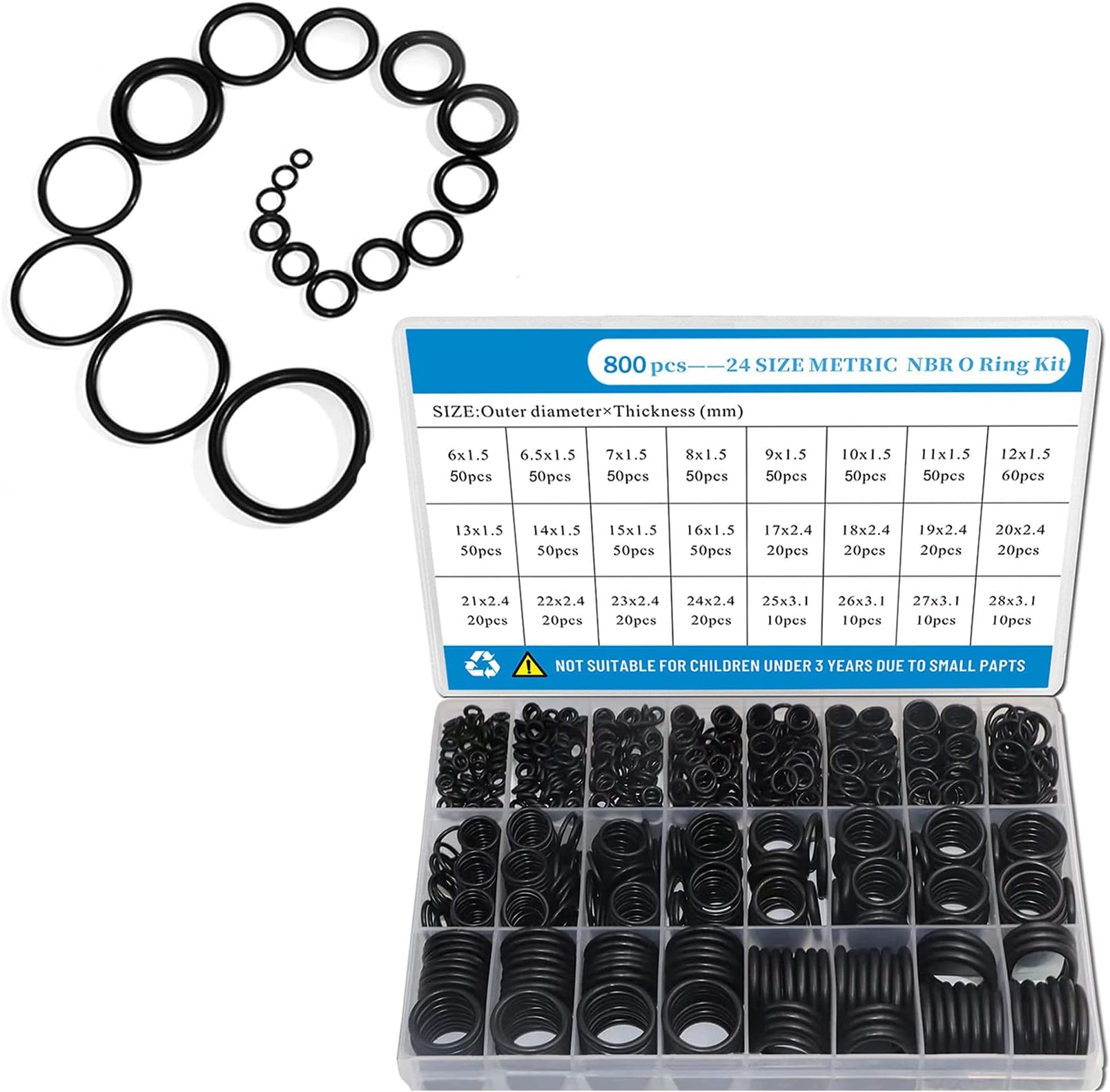 270 Pcs 18 Sizes Kit Air Conditioning HNBR O Rings Car Auto Repair ...