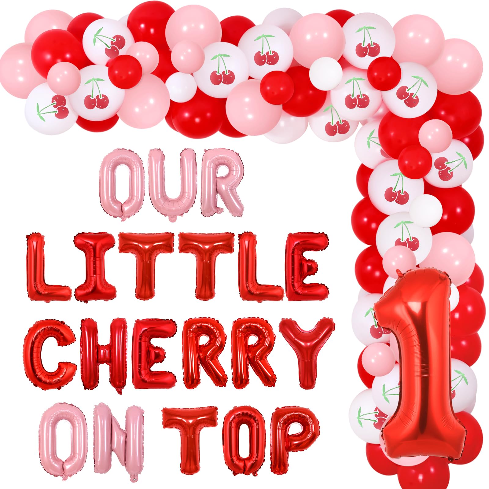 Amazon.com: Balterever Cherry 1st Birthday Party Decorations for Girl ...