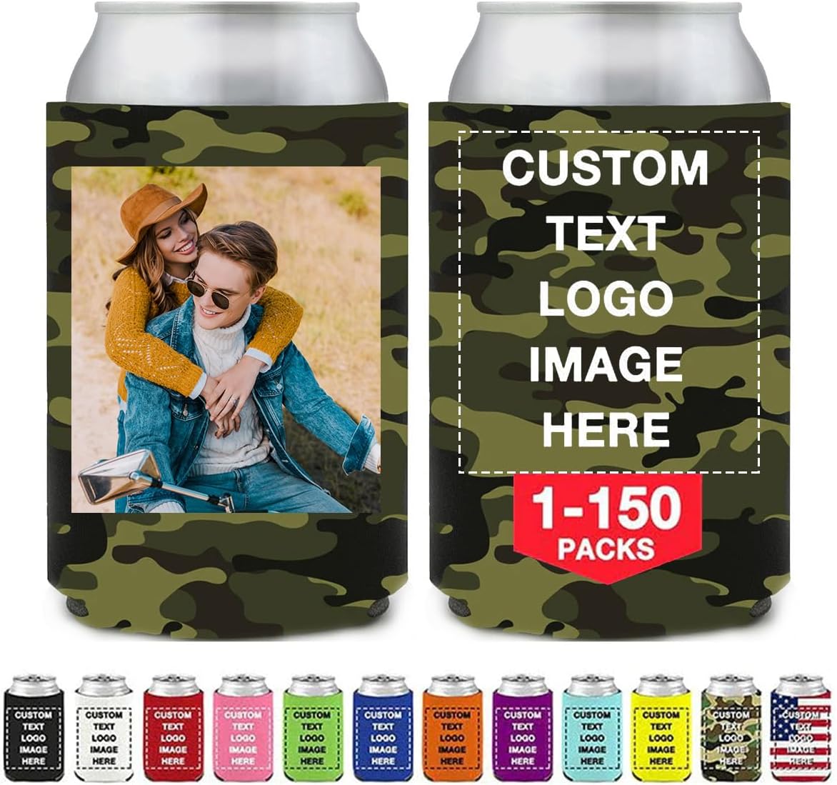 Amazon.com: Personalized Can Sleeve Beer Coolers 1-150pcs Bulk Custom ...