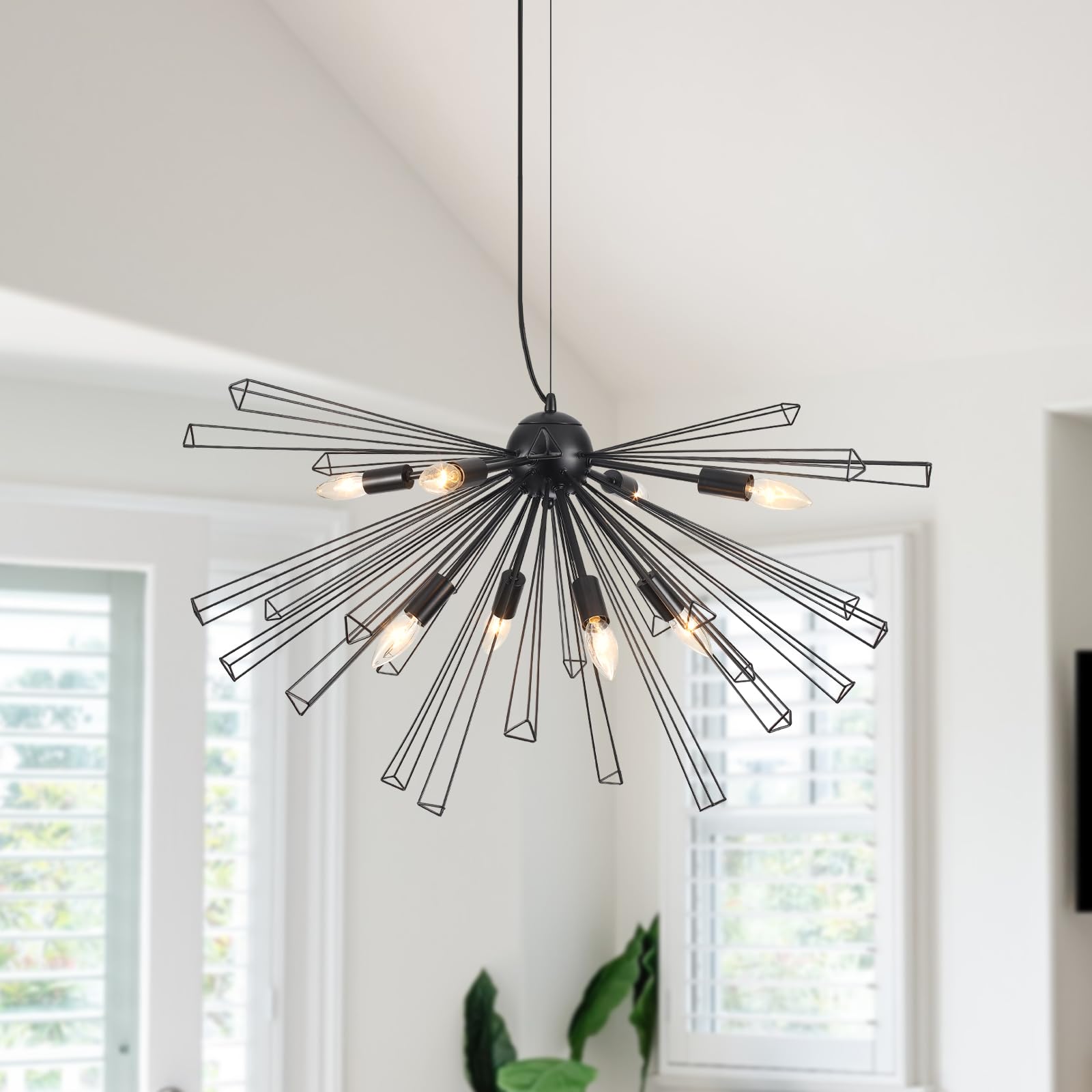 ZJVAIVE Black Modern Chandelier 8-Light Sputnik Chandelier Light ...