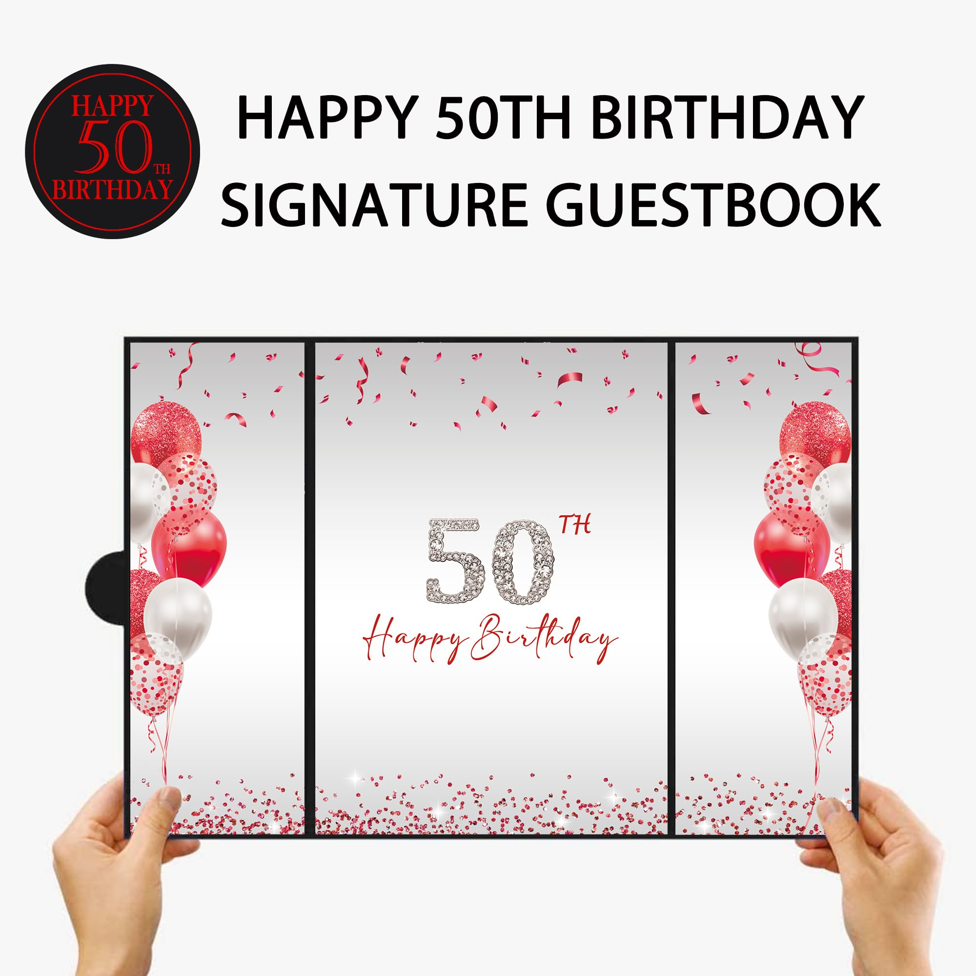 Snapklik.com : Red 50th Birthday Party Decorations, Black Red Happy ...