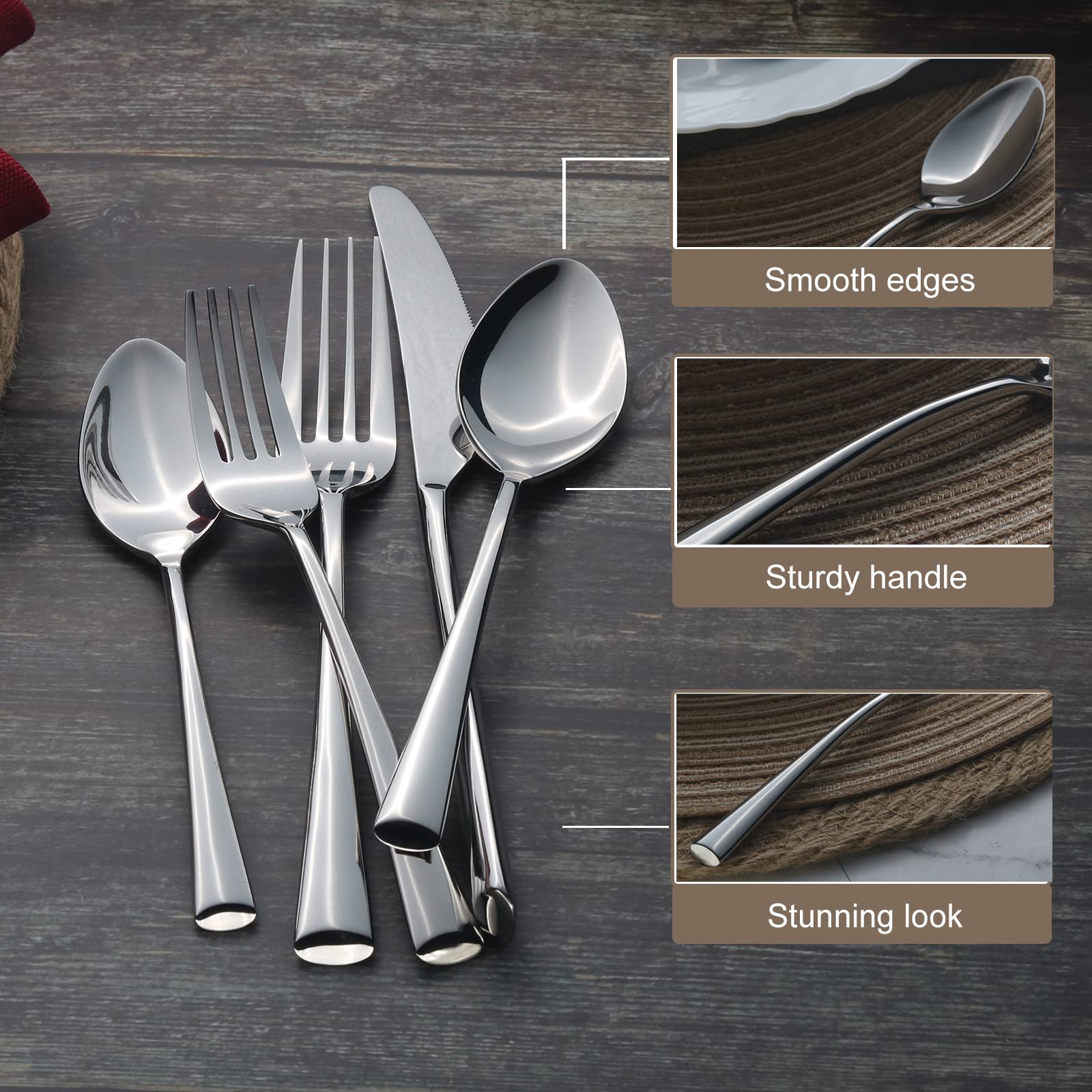 Snapklik.com : Alata Bailey 20-Piece Forged Silverware Set Stainless ...