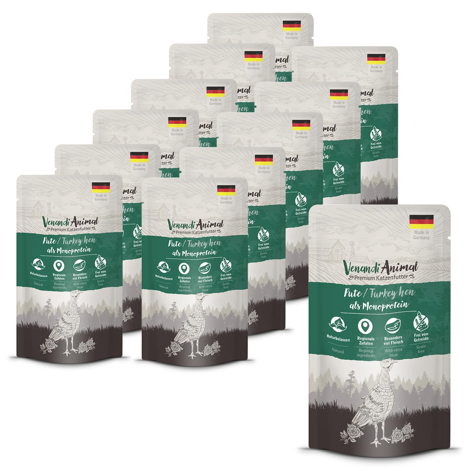Venandi Animal Premium Cat Food, Turkey Hen as Monoprotein, Wet Food ...