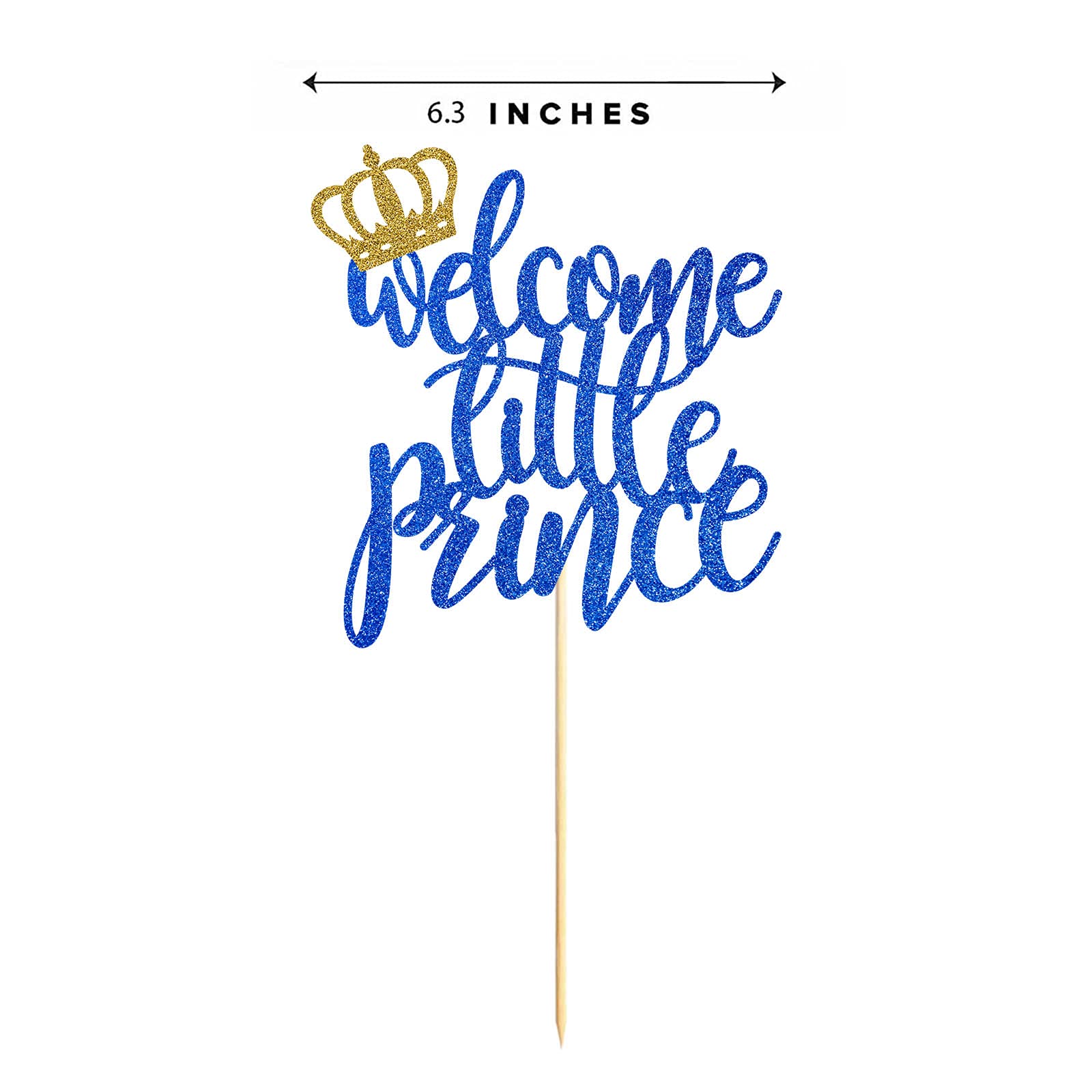 Welcome Little Prince Cake Topper Royal Blue Gold Glitter Boy 10 Years ...