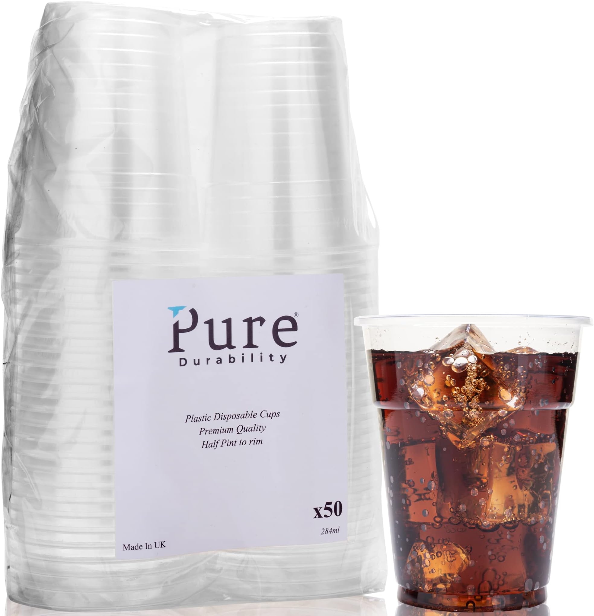 Clear Plastic Half Pint Cups Disposable Beer Glasses Tumblers (500 ...