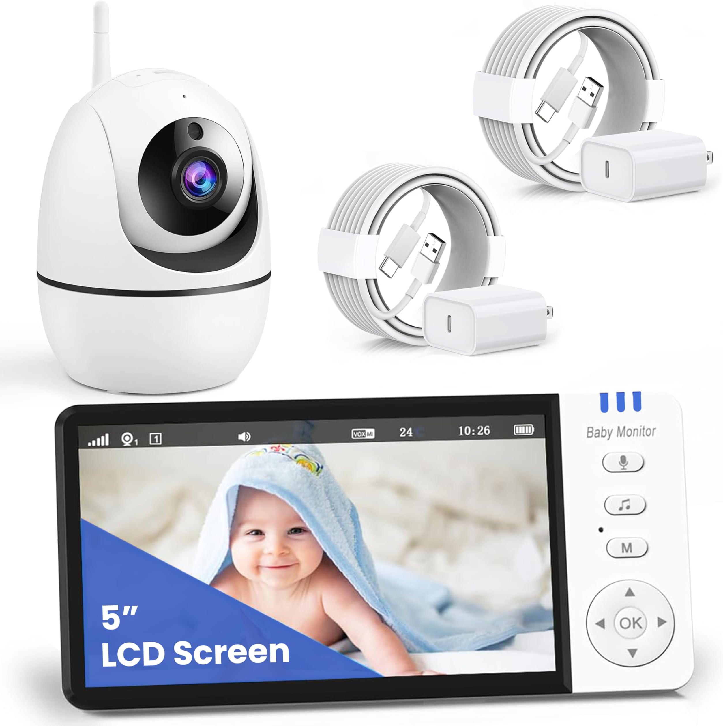 Baby Monitor, HelloBaby Video Baby Monitor with Camera and Audio, 3.2 ...