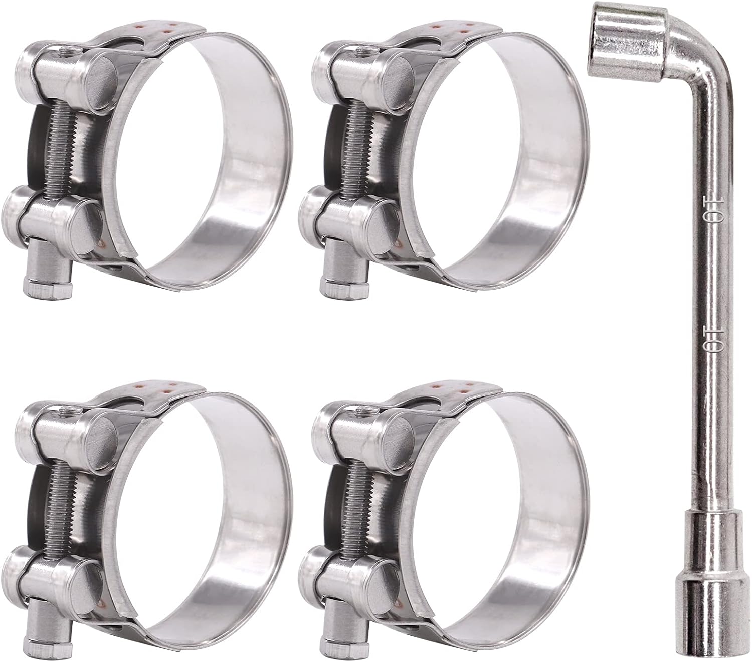 Glarks 4Pcs 52-55mm T-Bolt Hose Clamps 304 Stainless Steel Heavy Duty ...