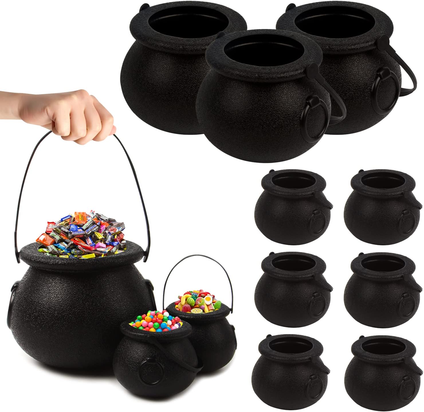 Amazon.com: DIYASY Black Candy Cauldron, 8 Mini & 1 Large 7.7" Plastic ...