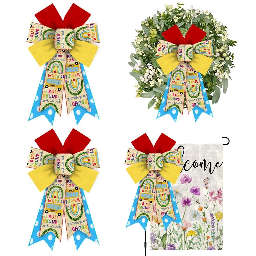 Amazon.com: ALIBBON 2Pcs Back to School Bows for Wreath, School Wreath ...