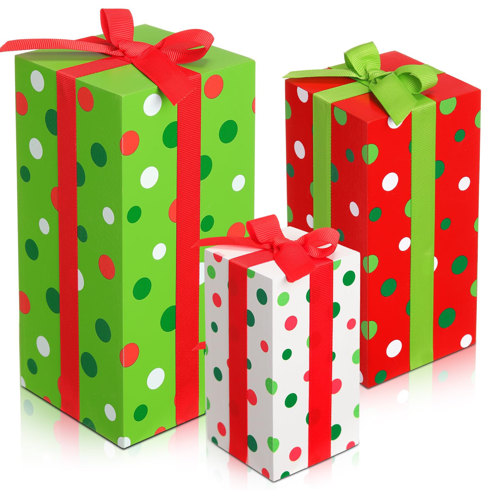 Amazon.com: Bucherry 3 Pcs Green Christmas Wooden Gifts Box Decor 7.8 ...