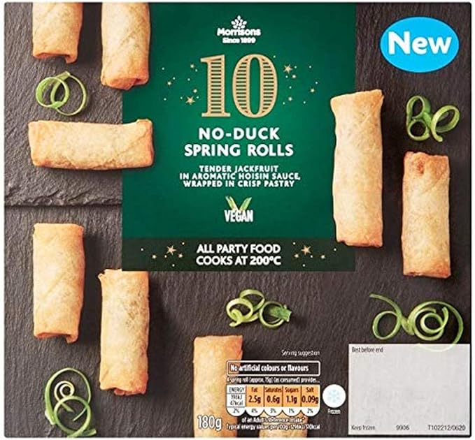 Morrisons 10 No-Duck Spring Rolls, 180g (Frozen) : Amazon.co.uk: Grocery